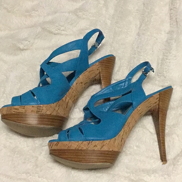 Wild Pair | Shoes | Teal Sandals With Cork Heel | Poshmark